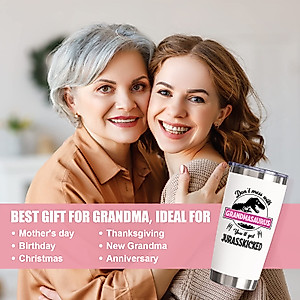 Fimibuke Best Grandma Gifts - 20 OZ Tumbler Mothers Day Gifts for Grandmother from Granddaughter, Grandson, Grandkids, Grandmasaurus Insulated Cup Birthday Present for Nana/New Grandma/Grandparents