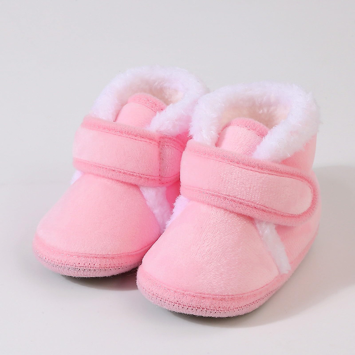 Infant Baby Girls Boys Fleece Booties Winter Slippers Socks Soft Sole Stay on Boots Toddler First Walkers Warm Shoes Winter Socks Pink