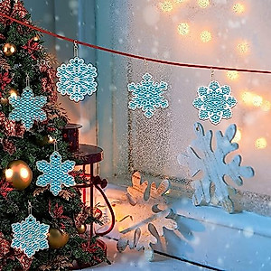 clothmile 12 Pieces Snowflake Diamond Painting Keychains Kit DIY Diamond Art Keychains Winter 5D Full Drill Diamond Painting Hanging Ornament Silver Rhinestone Pendants for Holiday Party Supplies