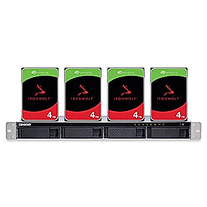 QNAP 4 Bay NAS with 12TB Storage Capacity, Preconfigured RAID 5 Seagate IronWolf Drives Bundle, with 10GbE SFP+ Port (TS-431XeU-2G-44R-US)