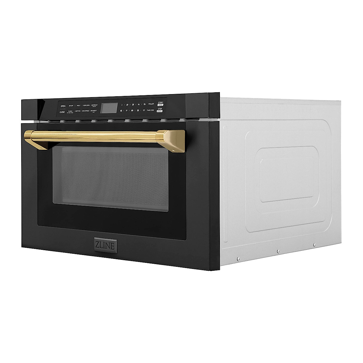 ZLINE Autograph Edition 30" 1.2 cu. ft. Built-in Microwave Drawer in Black Stainless Steel and Gold Accents