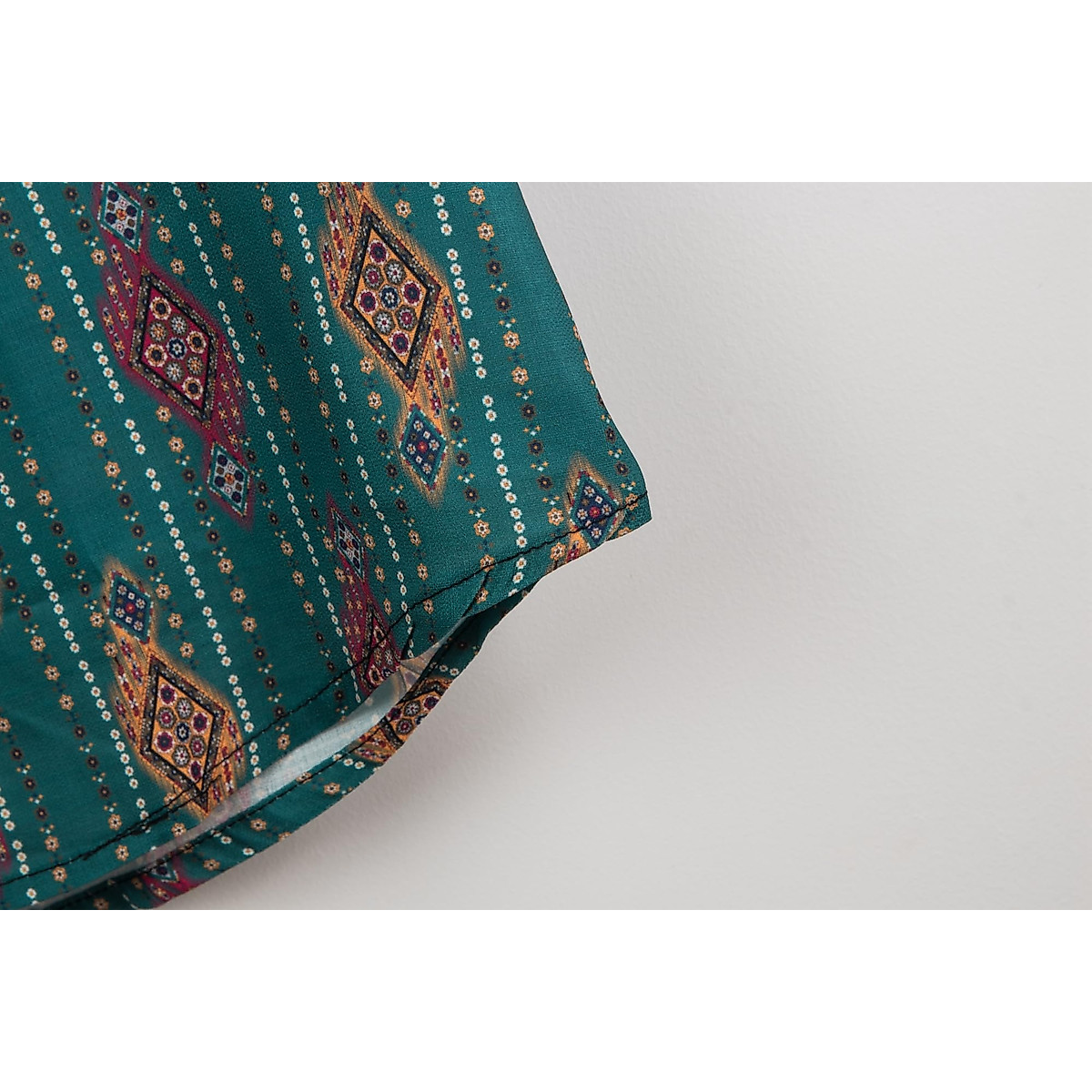 CONGJI Mens Casual Button Down Shirts Hawaiian Shirts Short Sleeve Button Down Beach Shirts (Green, L)