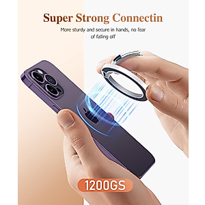 GVIEWIN Bundle - Compatible with Samsung Galaxy S23 Plus Case (Cherry Blossoms/Purple) + Magnetic Phone Ring Holder (Glitter/Silver)