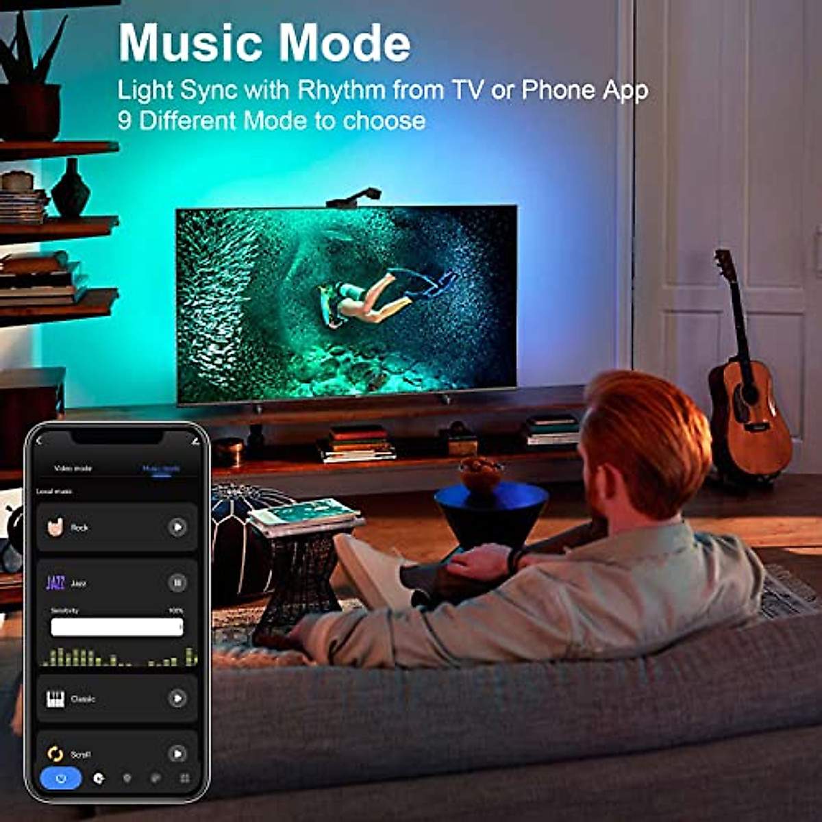 Dosilkc TV LED Backlight with Camera, 1080P WiFi Camera Screen Sync Controller with Phone App, RGBIC LED Lights for TV with Video, Music Rhythm, Scene Mode, 16.4ft Led Strip Lights for 55-70 inch TVs