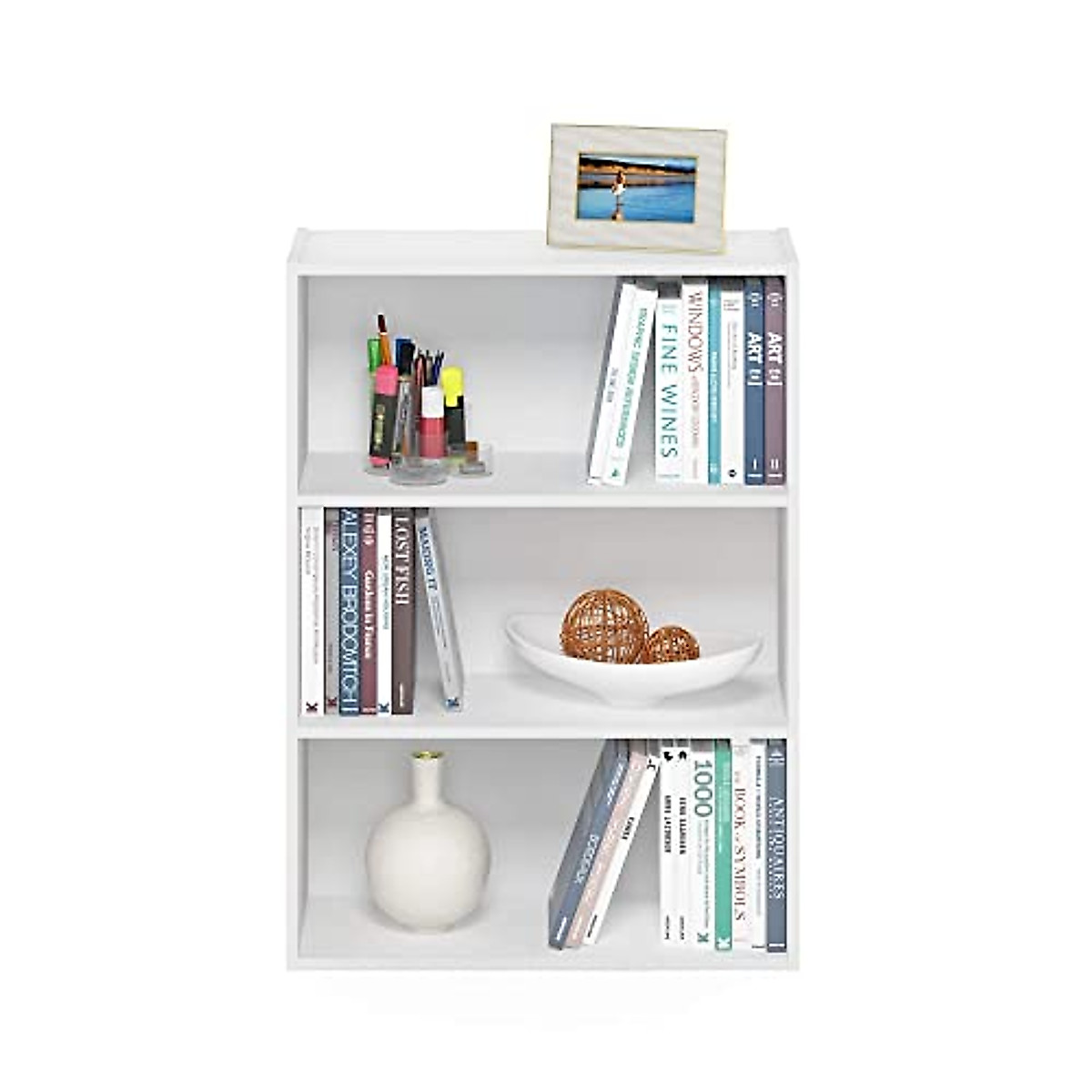 Furinno Pasir 3-Tier Open Shelf Bookcase, Plain White