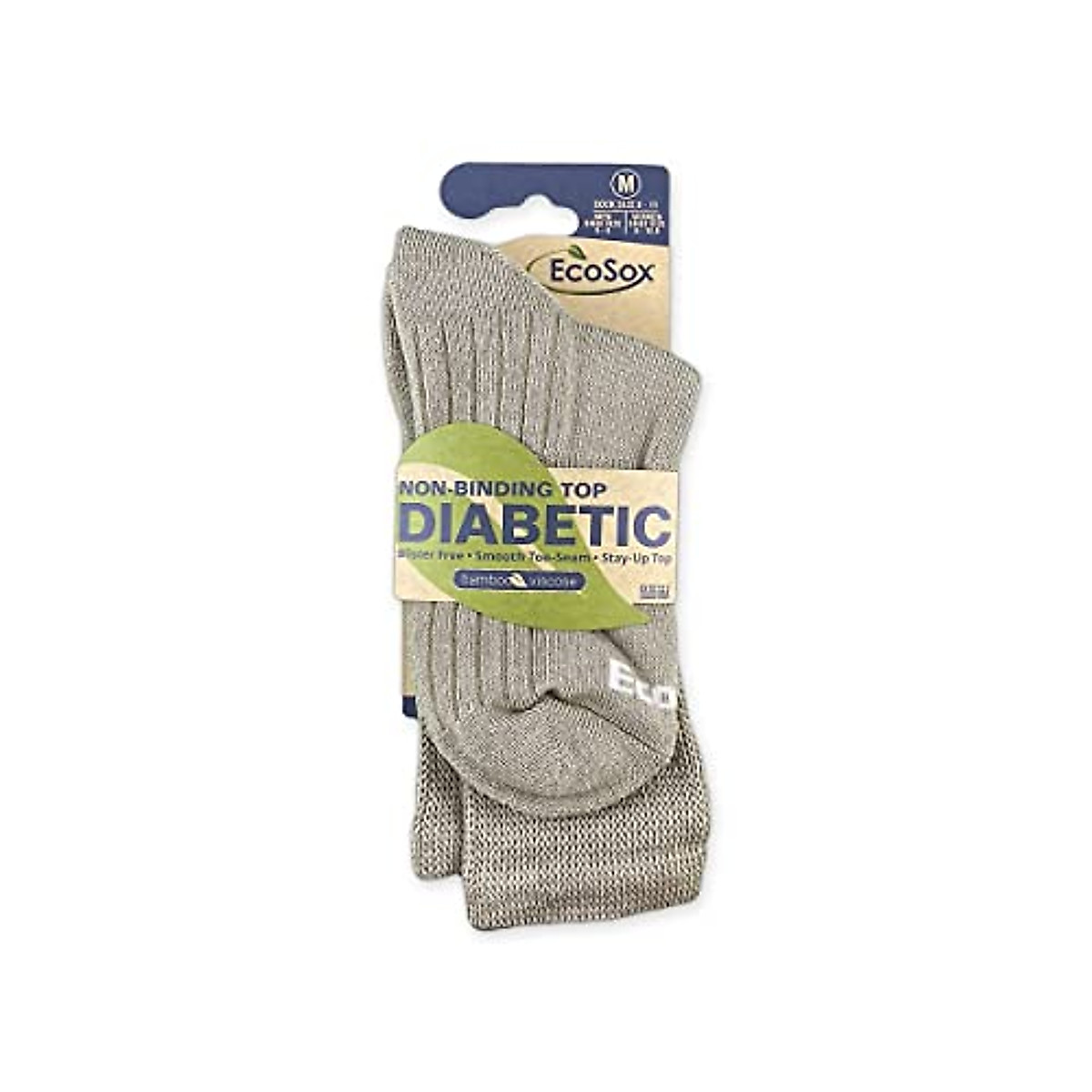 EcoSox Bamboo Viscose Diabetic Non-Binding Crew Socks for Men & Women | Integrated Smooth Toe. Pillow Cushioning. Improve Foot Circulation (Large - Tan) 910-4