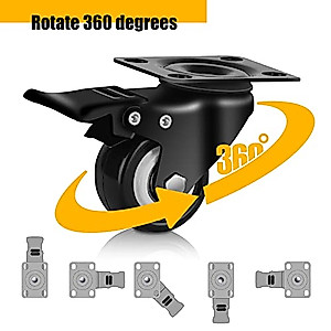 QNCZ 2" Caster Wheels, Casters Set of 4 Heavy Duty but Silent, Excellent Locking Casters with Polyurethane (PU) Wheels, Swivel Plate Castor Wheels for Cart, Furniture, Workbench.