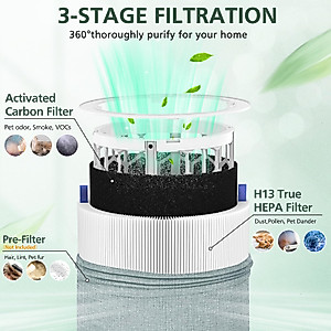 2 Pack 311i Max Replacement Filter Compatible with Blueair Blue Pure 311i Max Air Purifiers, H13 True HEPA and Activated Carbon Air Filter for Blue Pure 311i Max, Compare to part #F3MAX