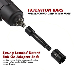 CASOMAN 3/8" Drive Impact Socket Set, 48 Piece Standard SAE and Metric Sizes (5/16-Inch to 3/4-Inch and 8-22 mm), 6 Point, Cr-V Steel Socket Set