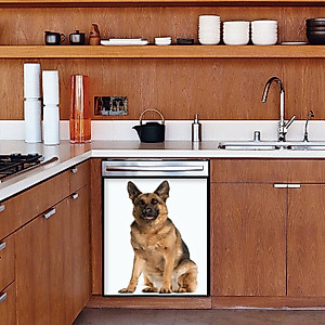 Dishwasher Magnet Sticker German Shepherd Dog 4 Years Old Sitting in Front of White Magnetic Refrigerator Sticker Appliance Covers Home Kitchen Decor for Fridge Metal Door Garage 23x26in