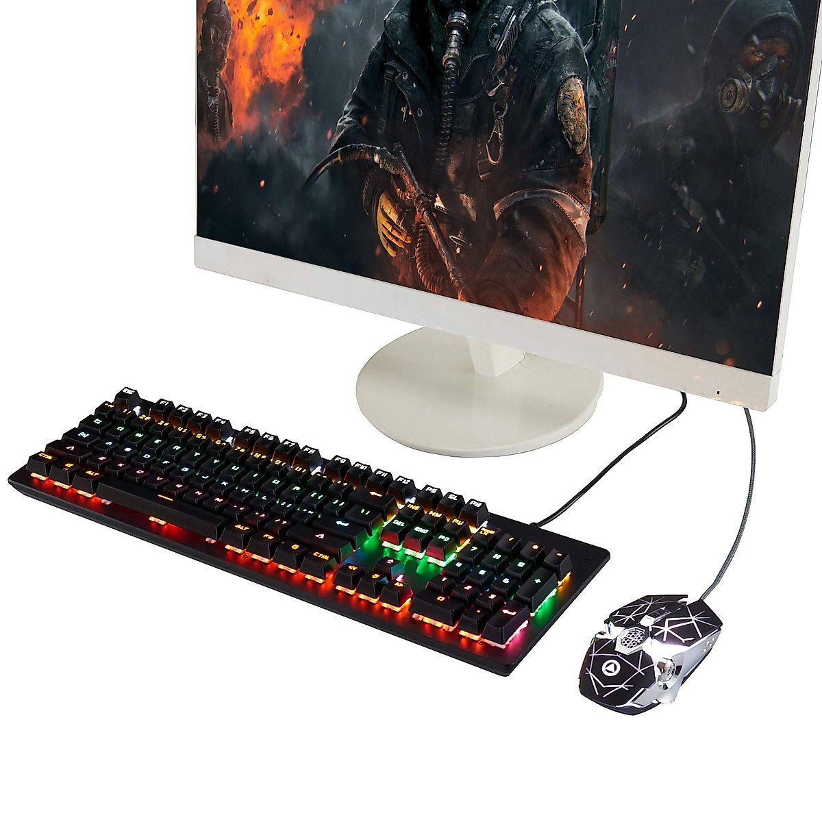Yingshi Mechanical Keyboard for Gaming and Working,Gaming Keyboard with RGB Backlight,104 Keys Included,Keyboard for Windows PC Games.