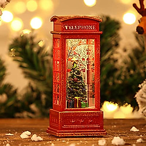 Airshi Snow Globe Lantern, 3PCS LR44 Button Battery Telephone Booth Designed PC Christmas Decorations for KTV (Christmas Tree)
