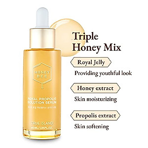 TRUE ISLAND Honey Bee Royal Propolis Serum | Korean Face Serum for Dry Skin & Sensitive Skin | Hydrating Serum for Face Skin Care | Korean Essence for Face Beauty Serum (Pack of 1, 1.35 Fl. oz)