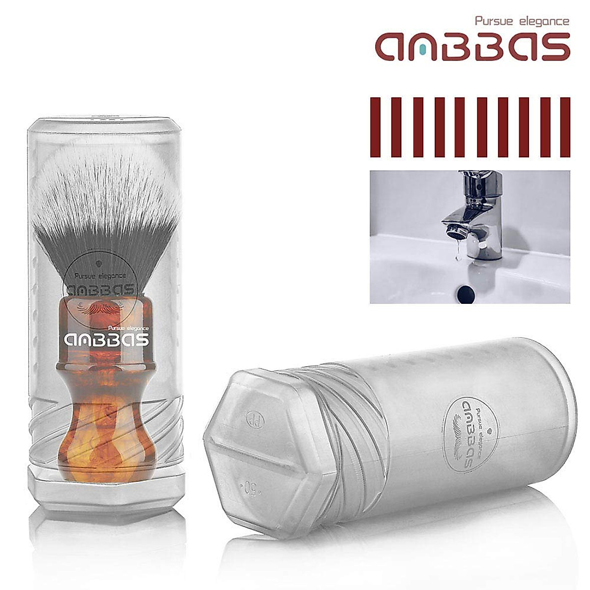 Synthetic Badger Shaving Brush with Resin Handle Nylon Bristles Hair Anbbas Lathering Foam Brush for Men Travel Professional Wet Shaving(Amber,Knot: 24 mm)