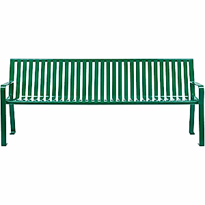 Global Industrial 6' Park Bench, Steel Slat, Green