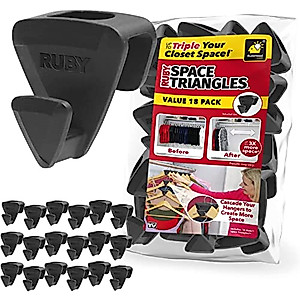 Ruby Space Triangles Hanger Hooks, AS-SEEN-ON-TV, Cascade Hangers to Create Up to 3X More Closet Space, Easy to Use Slip-Over Design, Organize Shirts, Pants, Jackets, Heavy Coats, Accessories & More