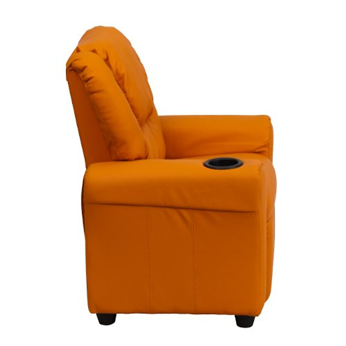 BizChair Orange Vinyl Kids Recliner with Cup Holder and Headrest