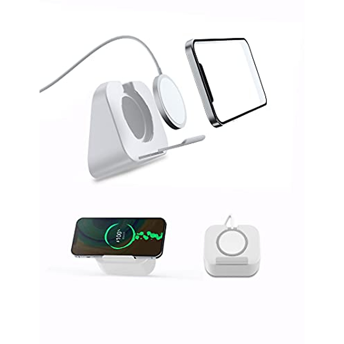 Phone Wall Mount for Magsafe Charger Bedside Phone Holder Compatible with Magsafe Accessories Fit for iPhone 12/12 Pro/ 13 Pro Max(Charger Not Included) (White)