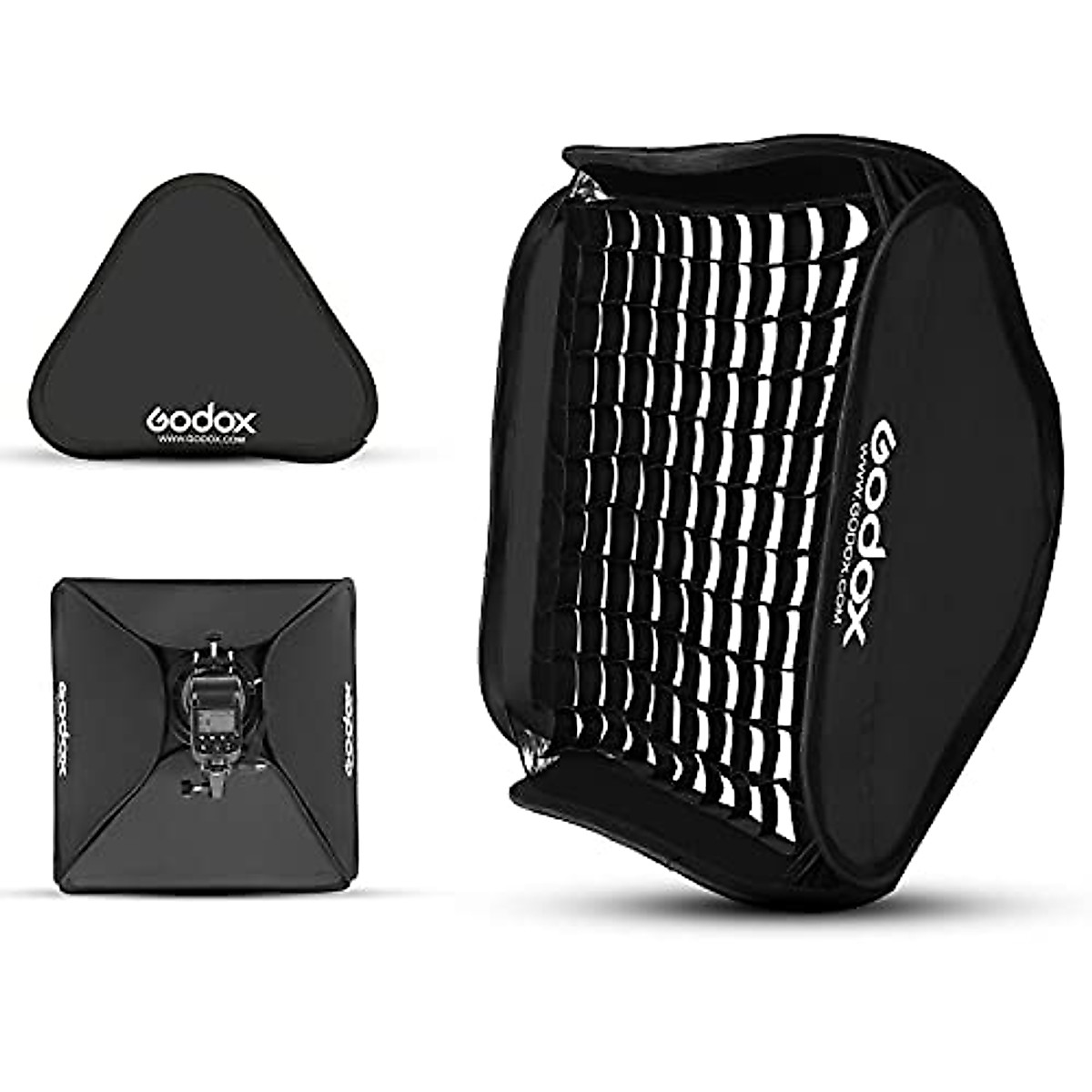Godox 32"x 32" /80x80cm Foldable Flash Softbox Kit with Grid, S-Type Speedlite Bracket Bowens Mount and Carring Case for Camera Flash Speedlight Studio Portraits,Product Photography,Video Shooting