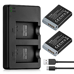 Powerextra 2-Pack NB-13L Battery and Rapid Dual USB Charger for Canon PowerShot G7 X Mark ii, G1 X Mark iii, G5 X, G7 X, G9 X, G9 X Mark ii, SX620 HS, SX720 HS, SX730 HS, SX740 HS Cameras