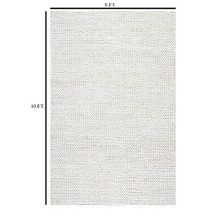 FRELISH DECOR Wool Cotton Premium Hand Woven Braided Chunky Cable Rug - Contemporary Area Rug for Living Room Bedroom (8' x 10' - Ivory)