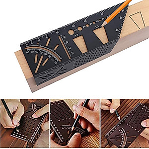 Aluminum Alloy Woodworking Square Size Measure Ruler, 3D Mitre Angle Measuring Tool, 45/90 Degree Carpenter's Layout Ruler Gauge Woodworking Accessories - Gifts for Men Dad Father Husband