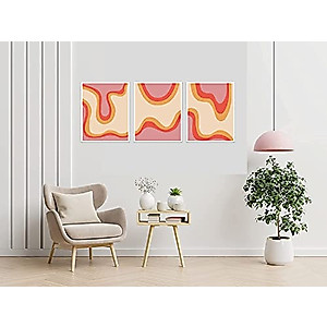 Preppy Aesthetic Abstract Wall Art - 8x10 Inches Unframed Set of 3 Pink And Orange Posters For Room Aesthetic – Wall Decor for Bedroom, Living Room - Cute Room Decor Things for Teen Girls - Mid Century Modern Decor - Eclectic Wall Decor, Preppy Room Decor