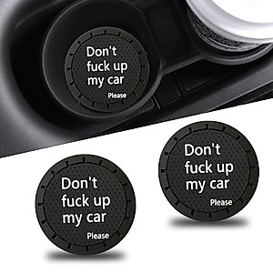 UGSHY 2 PCS Car Cup Hoder Coaster, 2.75" PVC Non-Slip Insulated Honeycomb Coaster Decoration, Don't Fuck up My car Coasters, Universal Interior Accessories for Most Cars (Black)