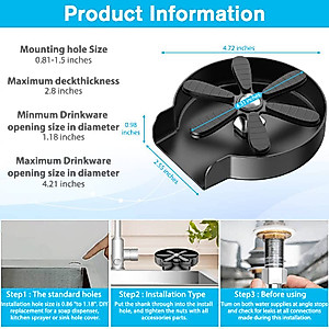 Kitchen Sink Glass Rinser,Cup Cleaner for Sink,Automatic Sink Bottle Washer,High Pressure Cup Baby Bottle Washer Sink Attachment Metal Black,Faucet Glass Cleaner for Home Bar Cup Sprayer for Sink