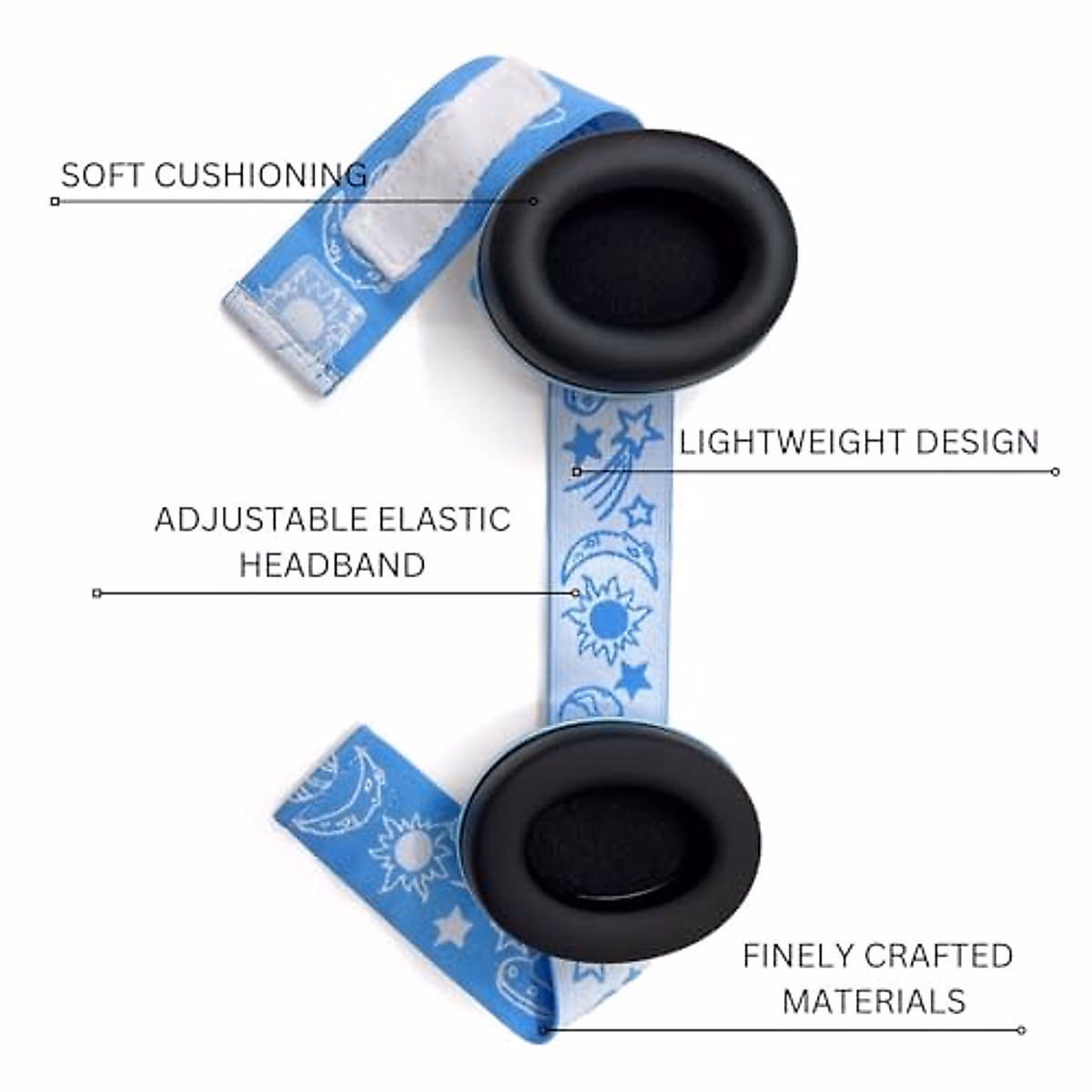 Little Owl Noise Cancelling Headphones for Kids - Baby & Toddler Ear Protection Earmuffs with Elastic Headband