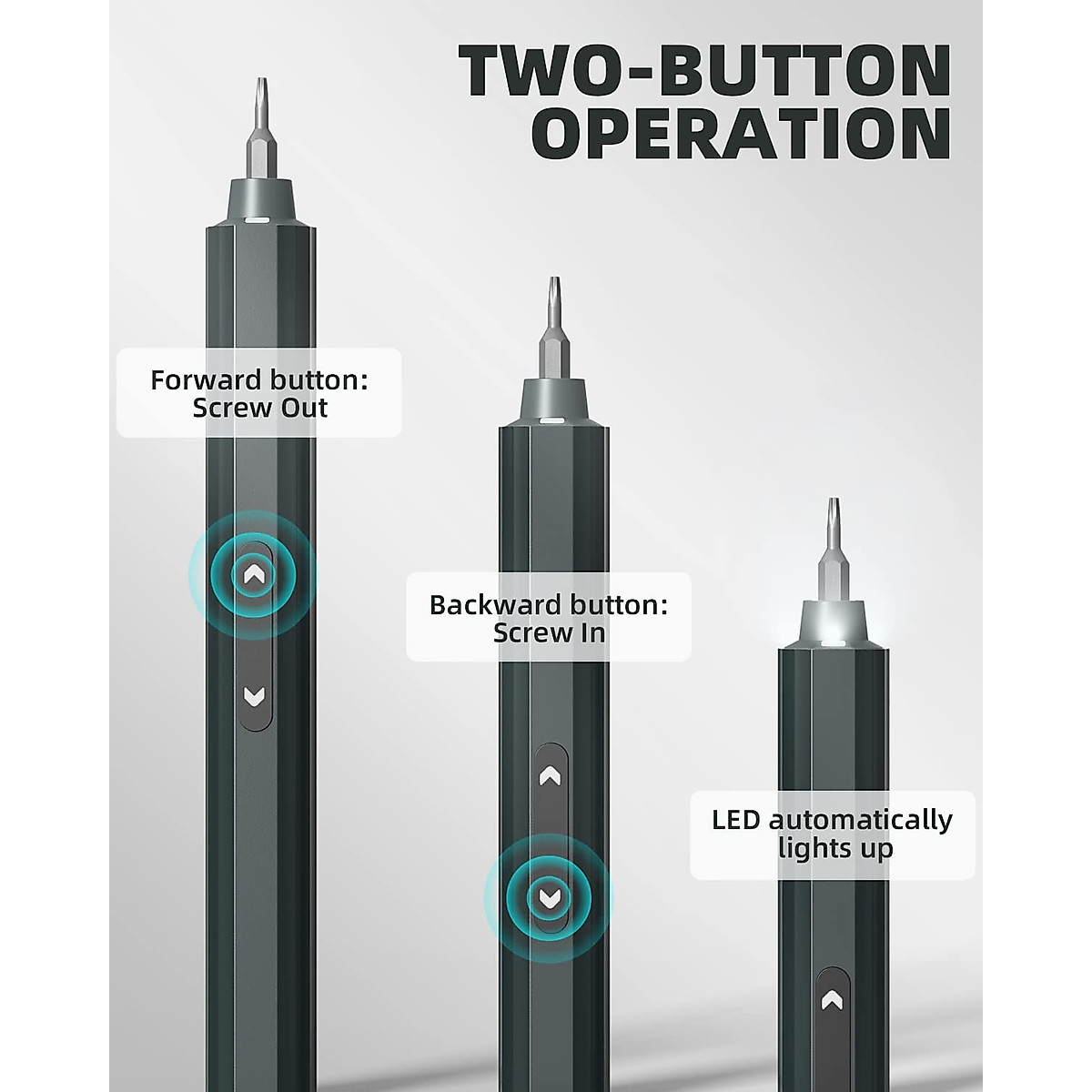 Mini Electric Screwdriver 48-in-1 Magnetic Bits, DOINOW Precision Electric Screwdriver LED Light, Electric Screwdriver kit for PC Building Phone Watch Laptop