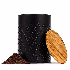 Coffee Canister with Bamboo Lid - Multifunction Coffee Canister with Airtight Lid and Kitchen Canister for Sugar and Tea - 7.5" Aluminum Coffee Container For Ground Coffee by StudioCorner