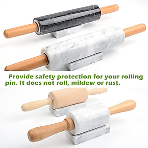 Marble Rolling Pin Holder,Rolling Pin Display Rack,Suitable for Storing Rolling Pin,Pizza Roller,Spoon,Knive,Fork and Other Kitchen Utensils,Set of 2(White Grey)