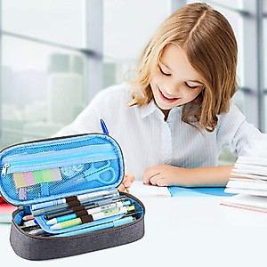 TTVALLEY Pencil Case Pen Case Oxford Stationery Box for Desk Supplies Organization Grey