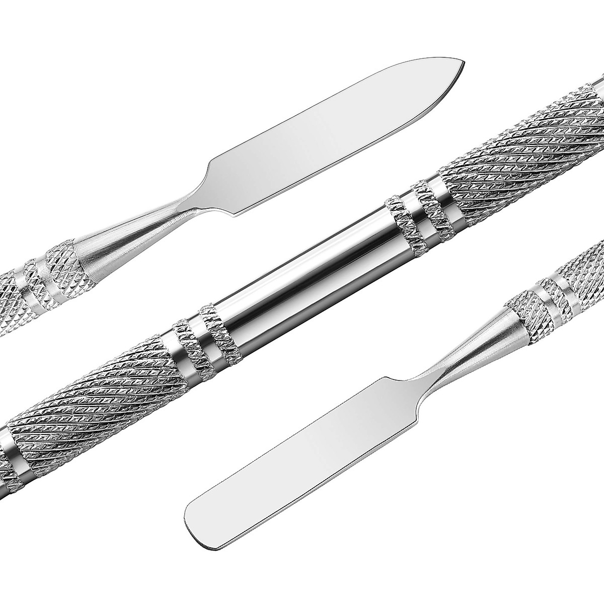 Wismee 5Pcs Makeup Spatula tool metal Set Professional Beauty Stainless Steel Cosmetics Mixer Long Metal Spatula Depotting Mixing Tool (#1+#2)