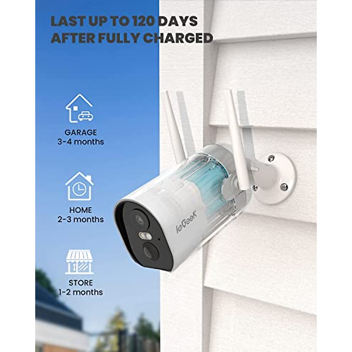 ieGeek Security Cameras Wireless Outdoor, 2K Outdoor Security Cameras with Spotlight & Siren, Wireless Surveillance Cameras for Home Security, 3MP Color Night Vision/2-Way Talk/IP65/PIR/Cloud/SD