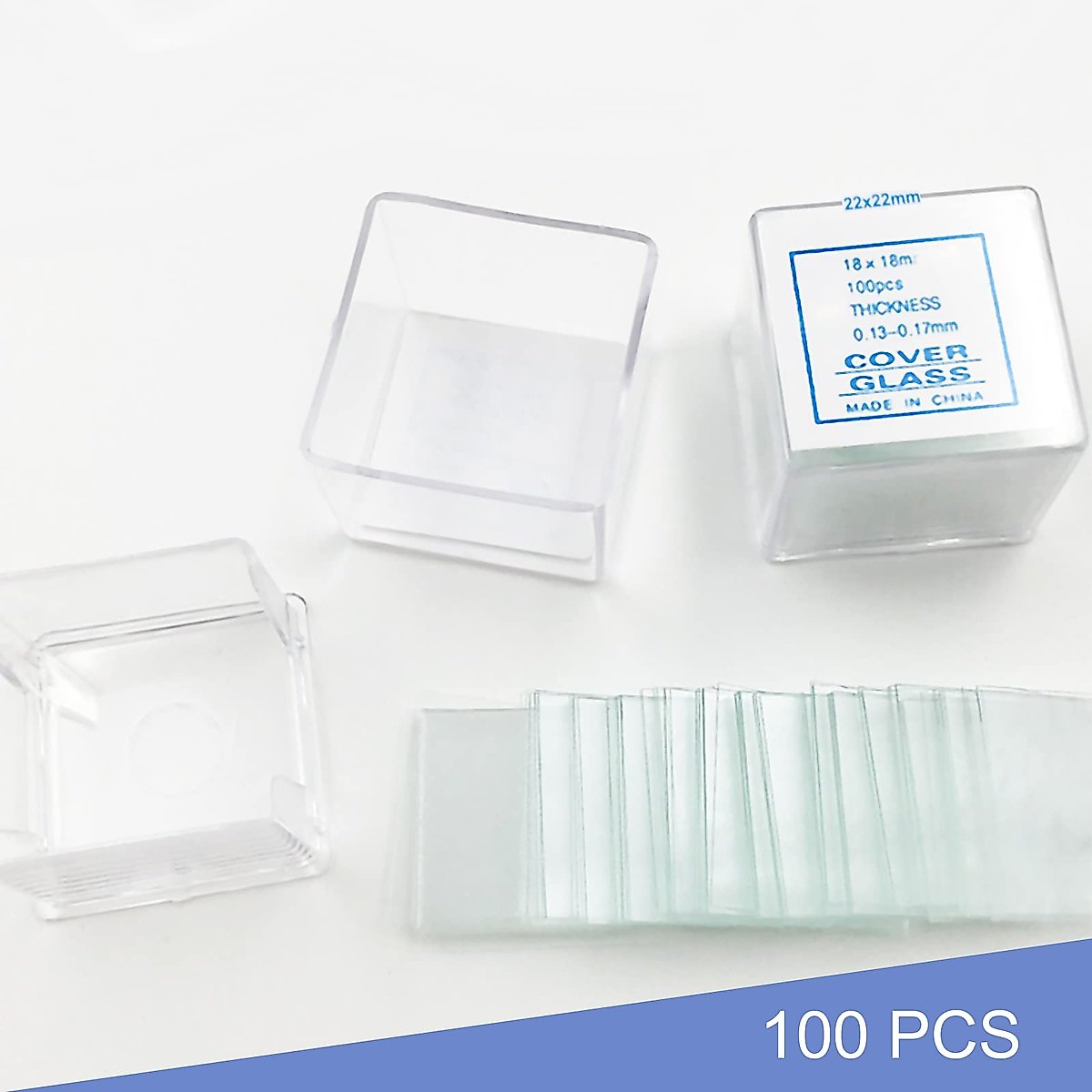 Pre-Cleaned Blank Microscope Slides Kit丨50PCS Ground Edge Glass Microscope Slides and 100PCS Square Cover Glass Slips Coverslips Set for Lab Science