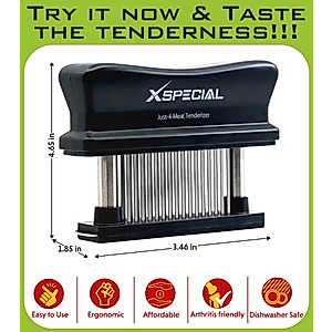 XSpecial Meat Tenderizer Tool 48-Blades Stainless Steel - Ease to Use & Clean - Kitchen Gadgets Tools with Sharp Needle Makes The Toughest Steak Tender - No More Pounder Meat Hammer Or Meat Mallet
