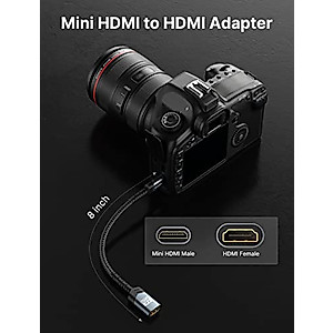 Mini HDMI to HDMI Adapter, JSAUX Mini HDMI Male to HDMI Female Cable with 4K 60Hz HDR 3D 18Gbps Dolby, Compatible For DSLR,Camcorder,Graphics Card,Raspberry Pi Zero W,Laptop,Tablet,HDTV,Projector,Grey
