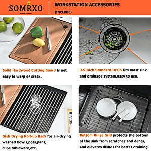 23 Inch Black Undermount Bar Sink Workstation-SOMRXO 23×18 Black Bar Sink Undermount Workstation Kitchen Sink 16 Gauge Gunmetal Black Stainless Steel Kitchen Sink Single Bowl Small Kitchen Bar Sink