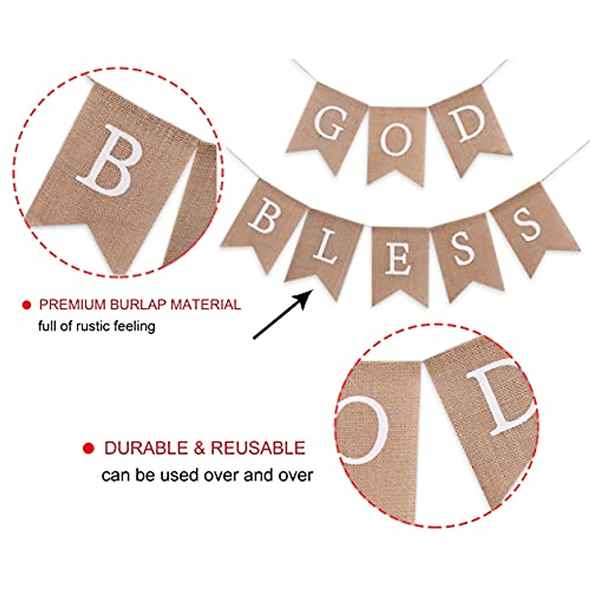 God Bless Burlap Banner - Religious Banner , First Communion Banner , Photo Decoration Props , Christening Banner , Party Photo Backdrop (God Bless Banner)