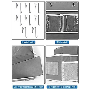 JARLINK 2 Pack 5-Shelf Over Door Hanging Organizer and 2 Pack 5-Shelf Over Door Hanging Organizer, Foldable Wall Mount 4 Big Pocket Storage with PVC Clear Window