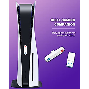 PS5 Bluetooth Adapter, Low Latency Bluetooth Audio Transmitter, USB C Bluetooth Audio Adapter with aptX Low Latency Support for PS4, PS5, Switch, PC, and Included USB C to USB Adapter