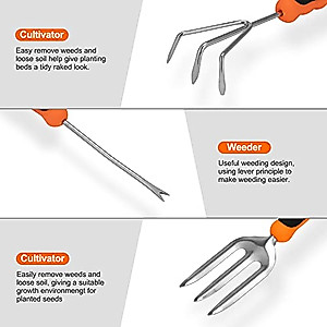 Garden Tool Set, CHRYZTAL Stainless Steel Heavy Duty Gardening Tool Set, with Non-Slip Rubber Grip, Storage Tote Bag, Outdoor Hand Tools, Ideal Garden Tool Kit Gifts for Women and Men