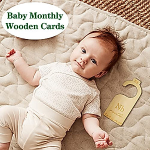 Esweny 7PCS Baby Closet Size Dividers Wooden Baby Closet Organizers from Newborn to 24 Months Dividers to Organize Nursery Closet