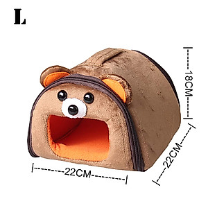 Chinchilla Guinea Pigs Bed Small Animal Mini House Ferrets Squirrel Hedgehogs Bearded Dragon Rabbits Dutch Hamsters Nest (L, Brown)