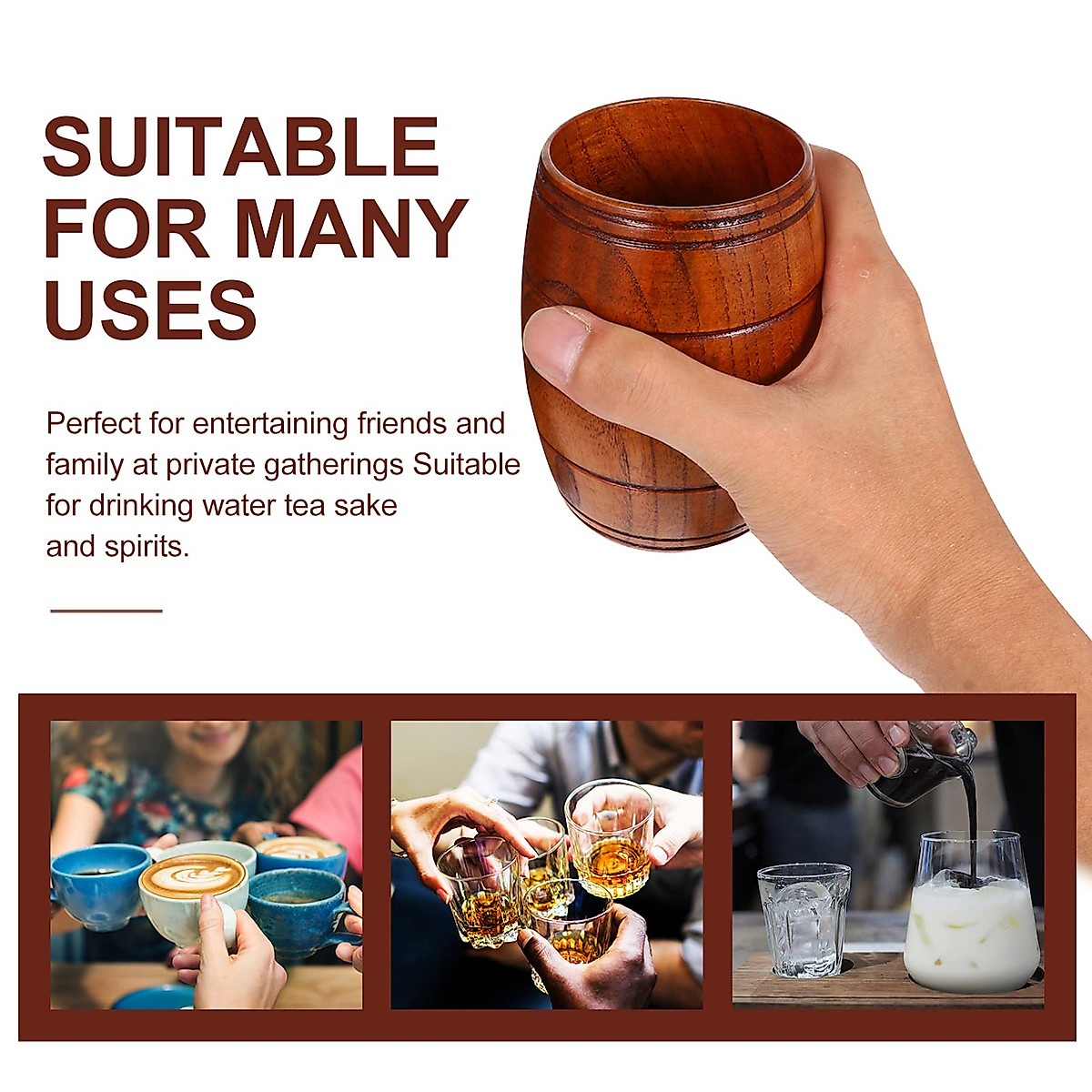 Cabilock Vintage Tea Cups 6 pcs Mugs Antique Drinkware Bar Tea Mug Drinking Japanese Cream Drinks Cups Cup Beverage Wine Champaign for Multipurpose Delicate Style Wood Hot Modeling Ice Vintage Cups