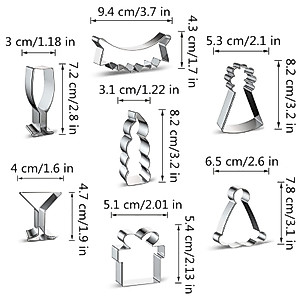 Birthday Party Series Cookie Cutters Set of 7 pcs, Stainless Steel Holiday Party Theme Cookie Cutters Fondant Baking Molds