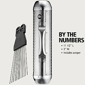 Meinl Percussion Merengue Guira Shaker with ABS Scraper-NOT Made in China-Brushed Steel Body and Filling, 2-Year Warranty (MGUS1)