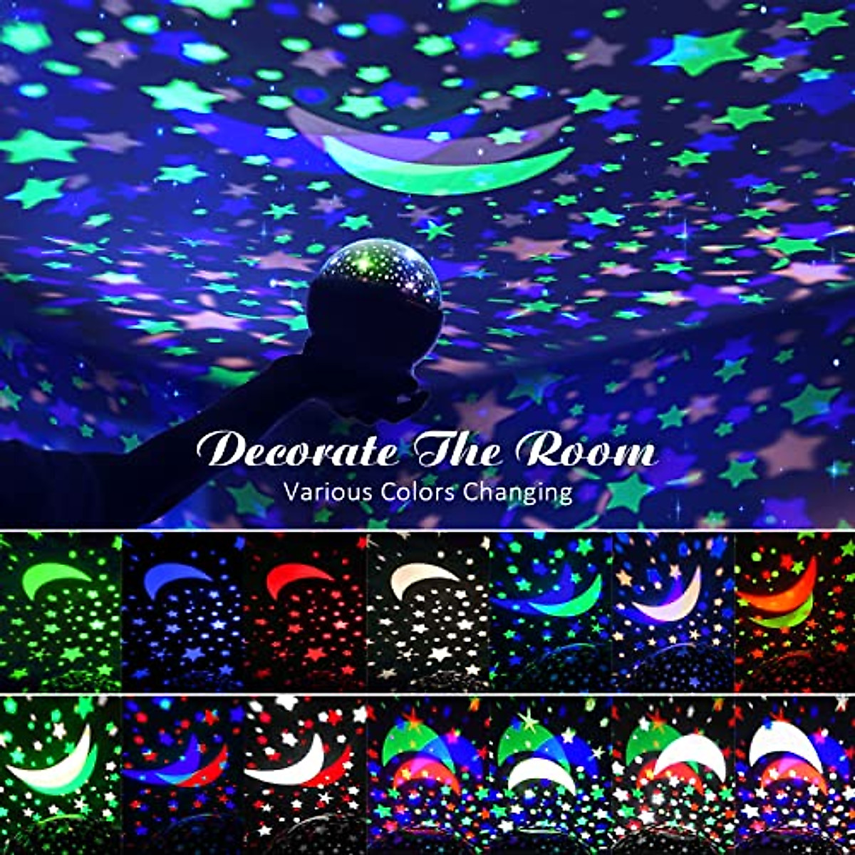 DEVRNEZ Kids Star Night Light Projector 360 Degree Rotating Moon Star Nightlight for 2-12 Year Old Baby Girls&Boys Gifts Night Lights for Nursery Children Room|Party|Birthday Gift Decor Toys (Pink)